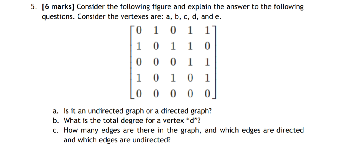 Solved 5. [6 marks] Consider the following figure and | Chegg.com