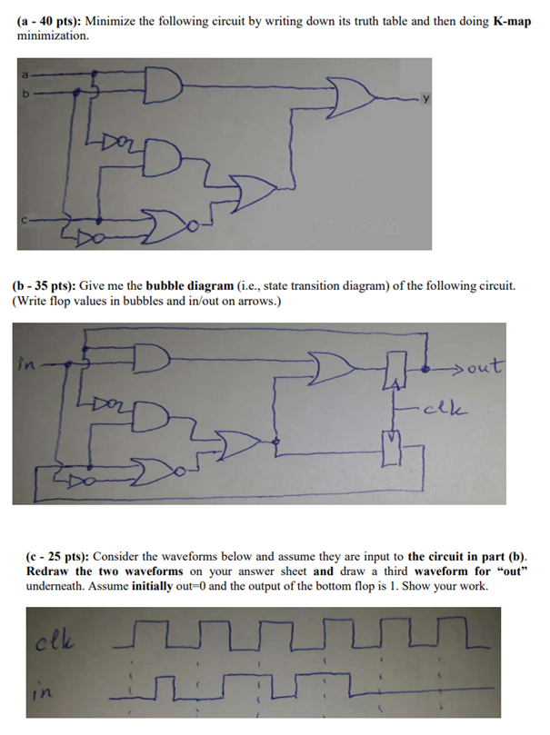 Solved (a - 40 pts): Minimize the following circuit by | Chegg.com