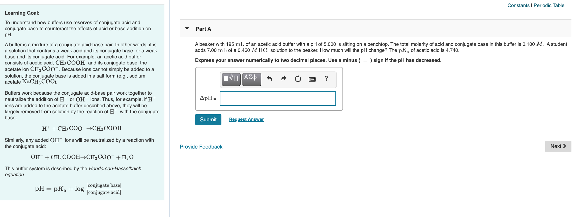 Solved Constants | Periodic Table Learning Goal: To | Chegg.com
