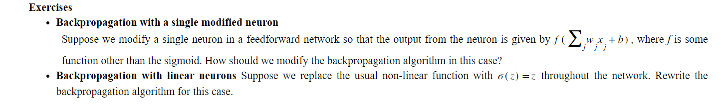 Solved Exercises - Backpropagation with a single modified | Chegg.com