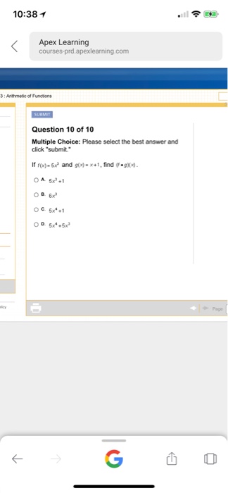 Solved 10:38イ Apex Learning courses-prd.apexlearning.com 3: | Chegg.com