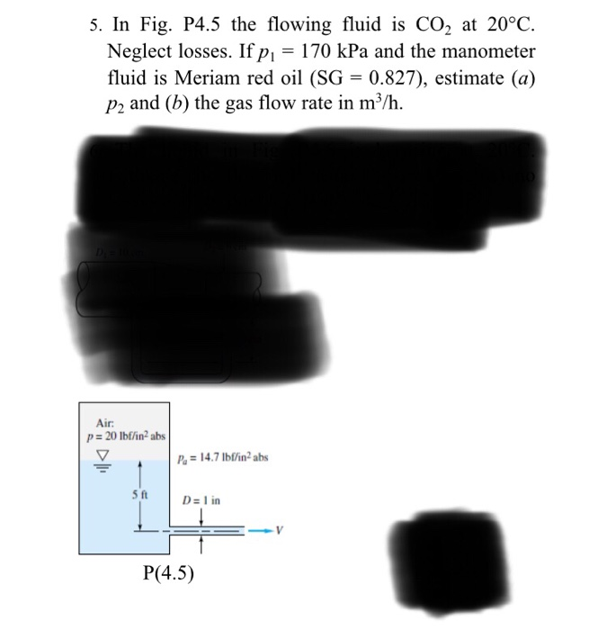 Solved 5. In Fig. P4.5 the flowing fluid is CO2 at 20°C. | Chegg.com