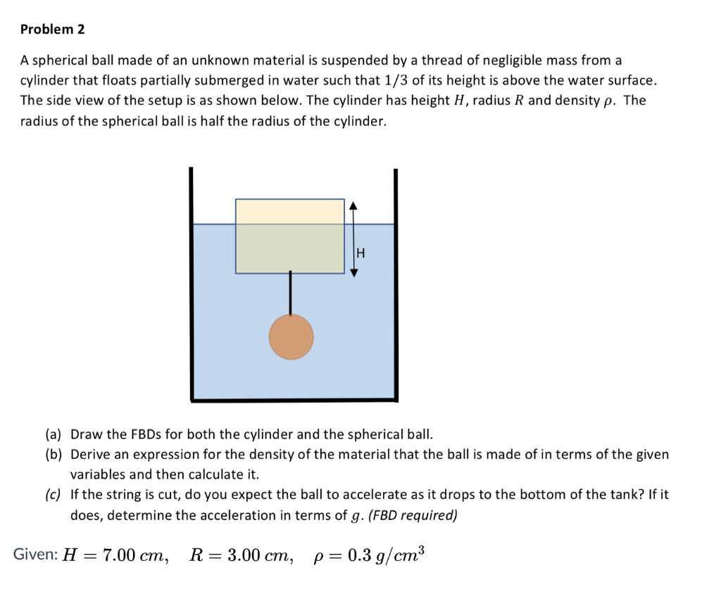 Solved Problem 2 A Spherical Ball Made Of An Unknown Chegg