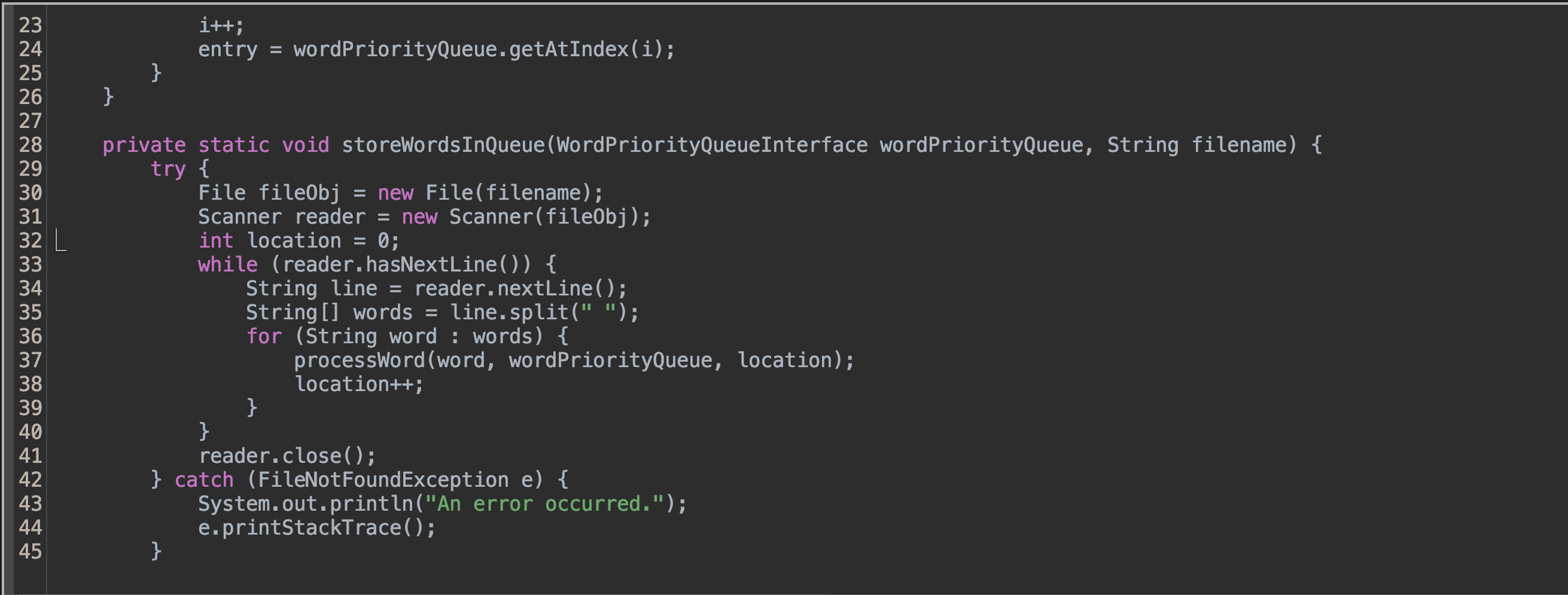Solved processWord(word, wordPriorityQueue, location); | Chegg.com