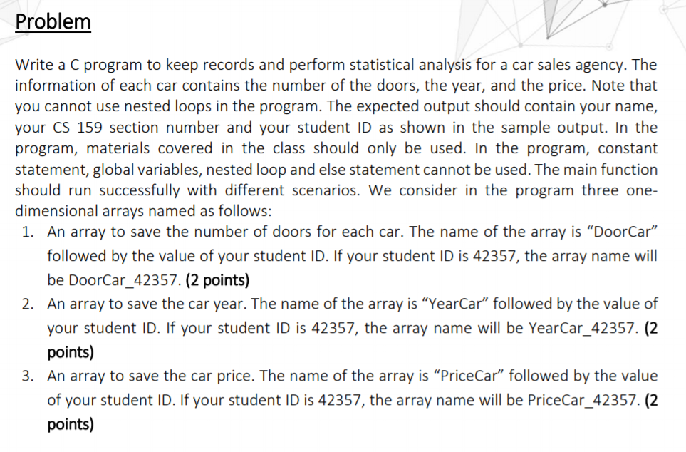 Solved Problem Write a C program to keep records and perform | Chegg.com