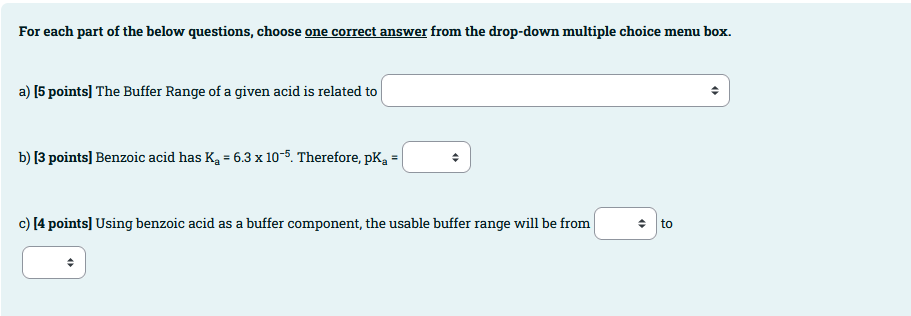 Solved For each part of ﻿the below questions, choose one | Chegg.com