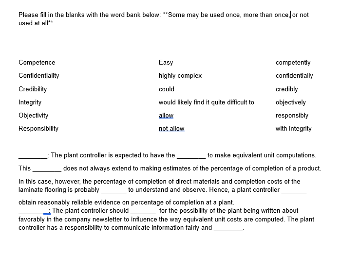 Please fill in the blanks with the word bank below: | Chegg.com