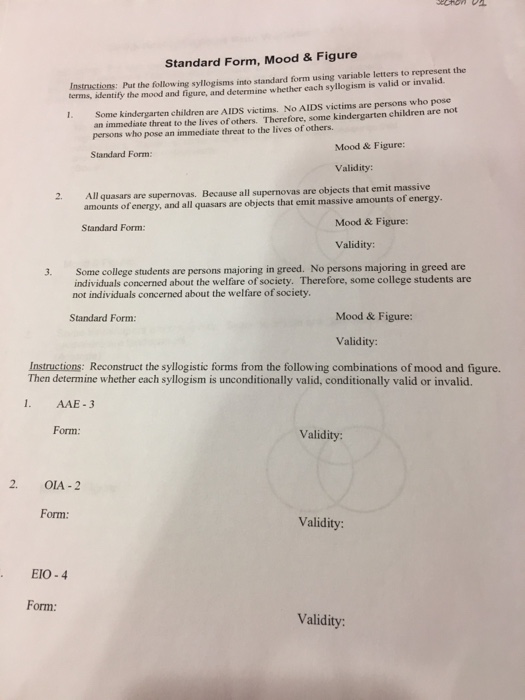 Put the following syllogisms into standard form using | Chegg.com