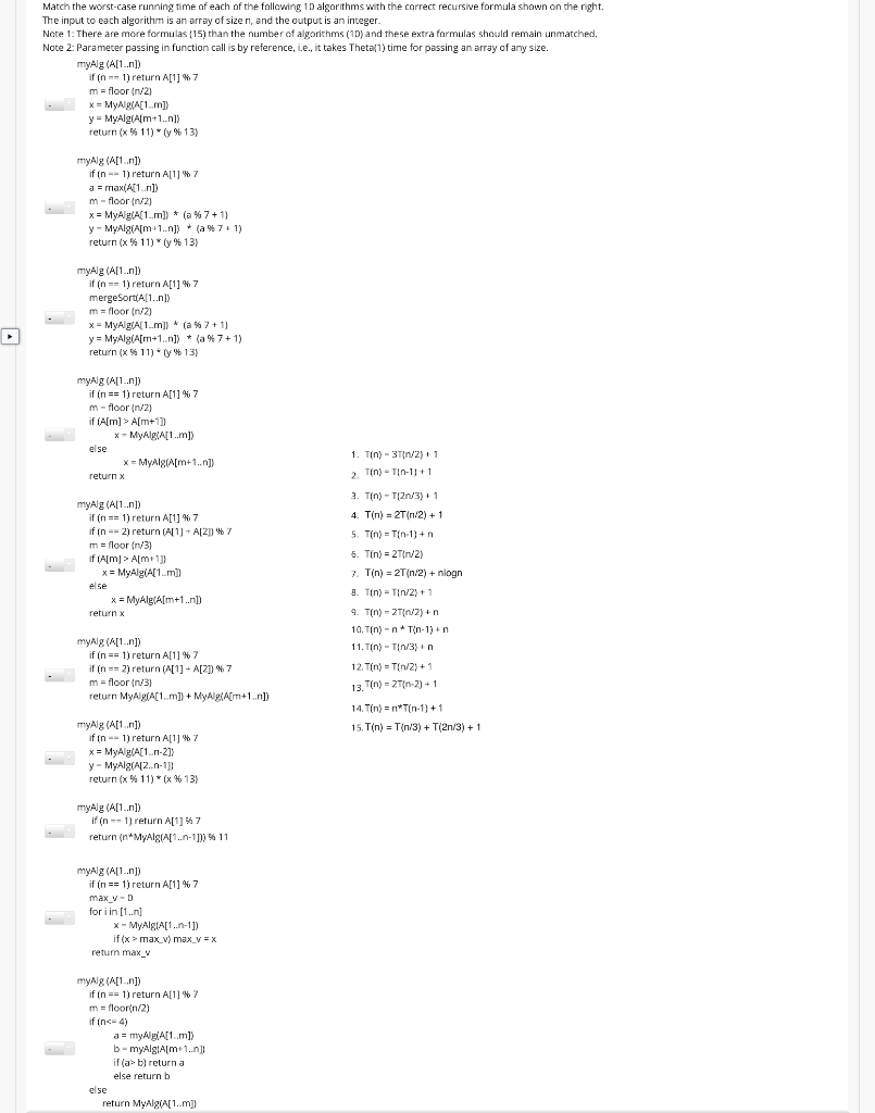 Solved Match the worst-case running time of each of the | Chegg.com