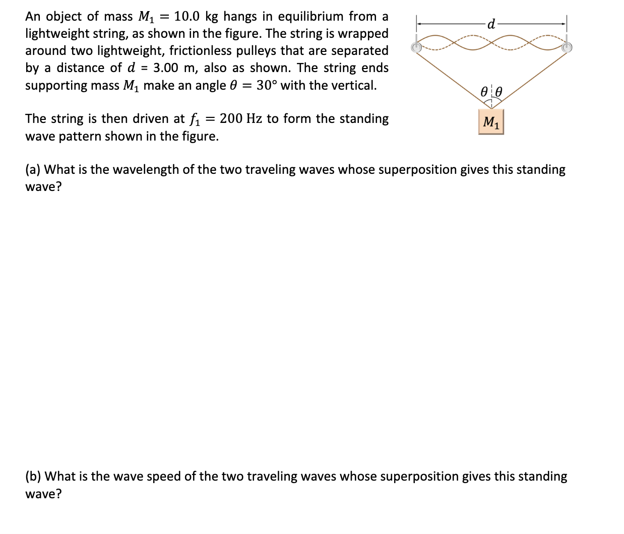 Solved An object of mass M1=10.0 kg hangs in equilibrium | Chegg.com