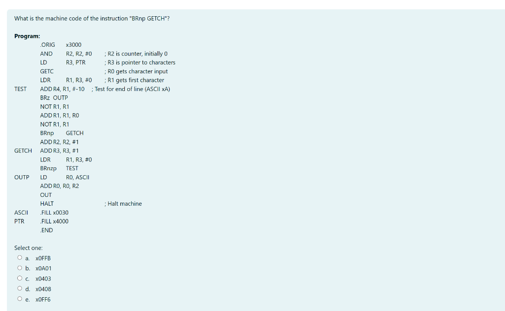 Solved What is the machine code of the instruction "BRnp | Chegg.com