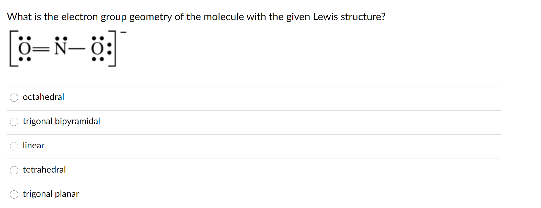 Solved What is the electron group geometry of the molecule | Chegg.com