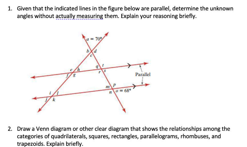[Solved]: 1. Given that the indicated lines in the figure