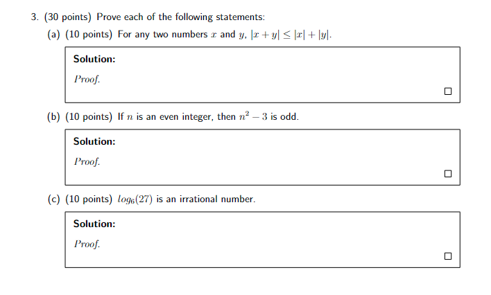 Solved (a) (10 points) For any two numbers x and | Chegg.com