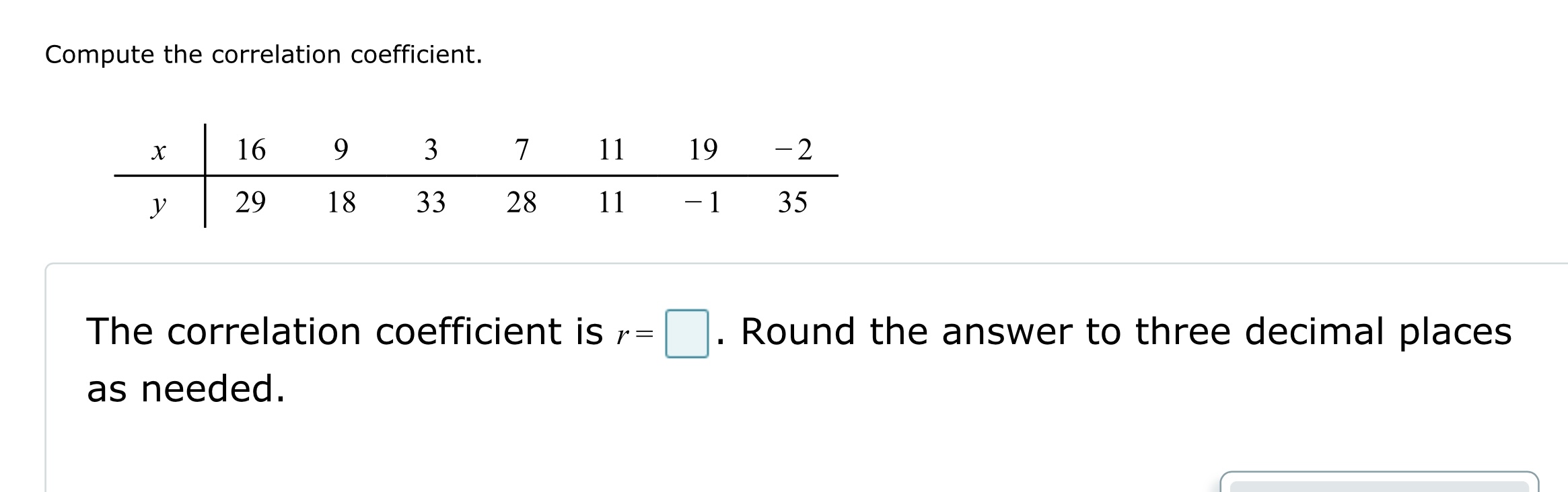 Solved Compute the correlation coefficient. The correlation | Chegg.com