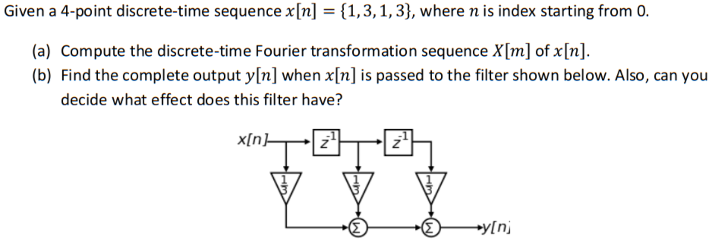 Solved Given a 4-point discrete-time sequence x[n] = | Chegg.com