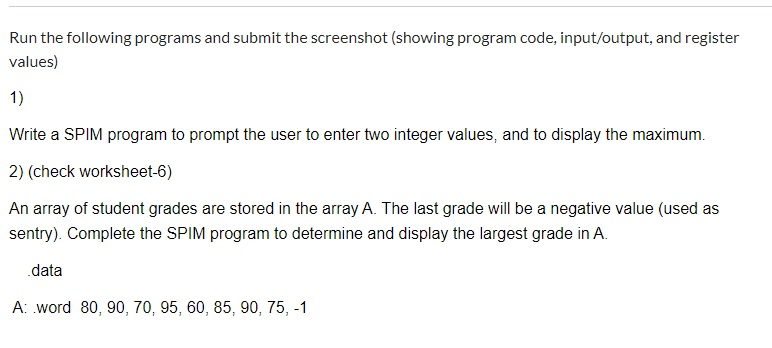 Solved Run the following programs and submit the screenshot | Chegg.com