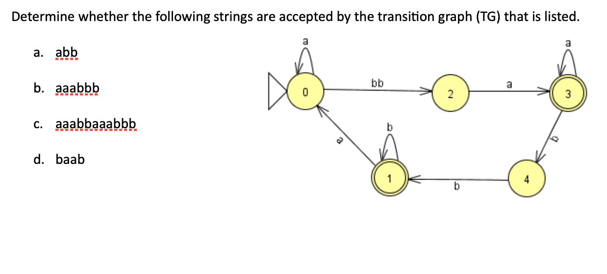 Solved Determine whether the following strings are accepted | Chegg.com