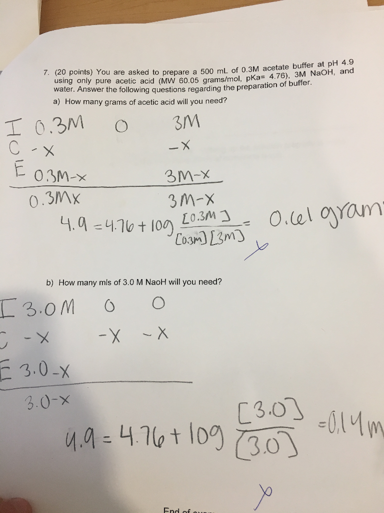 Solved 7. (20 points) You are asked to prepare a 500 mL of | Chegg.com