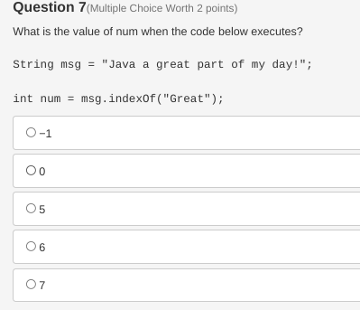 Solved Question 6(Multiple Choice Worth 2 points) if (a == | Chegg.com