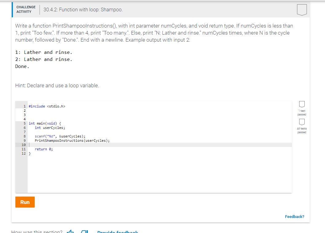 Solved CHALLENGE ACTIVITY 30.4.2: Function with loop: | Chegg.com