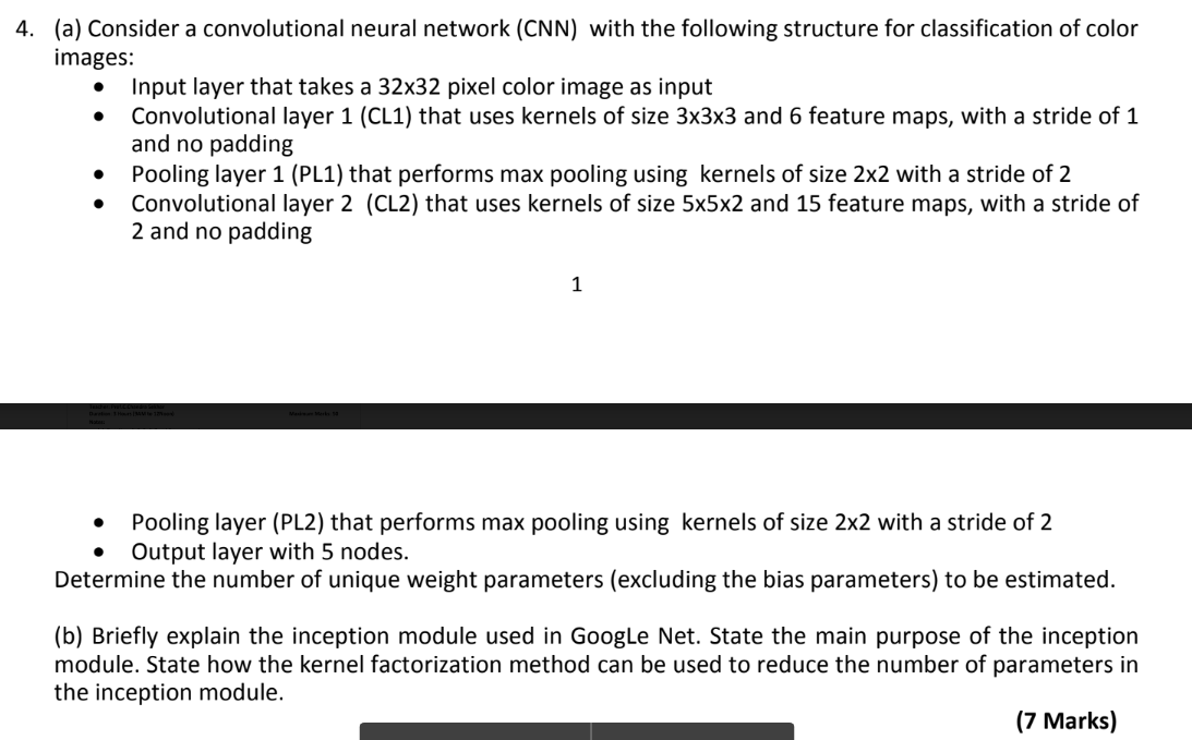 Solved . 4. (a) Consider a convolutional neural network | Chegg.com
