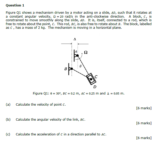 Question 1 Figure Q1 shows a mechanism driven by a | Chegg.com