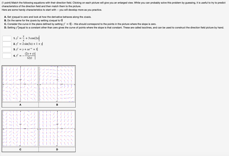 Solved (1 point) Match the following equations with their | Chegg.com