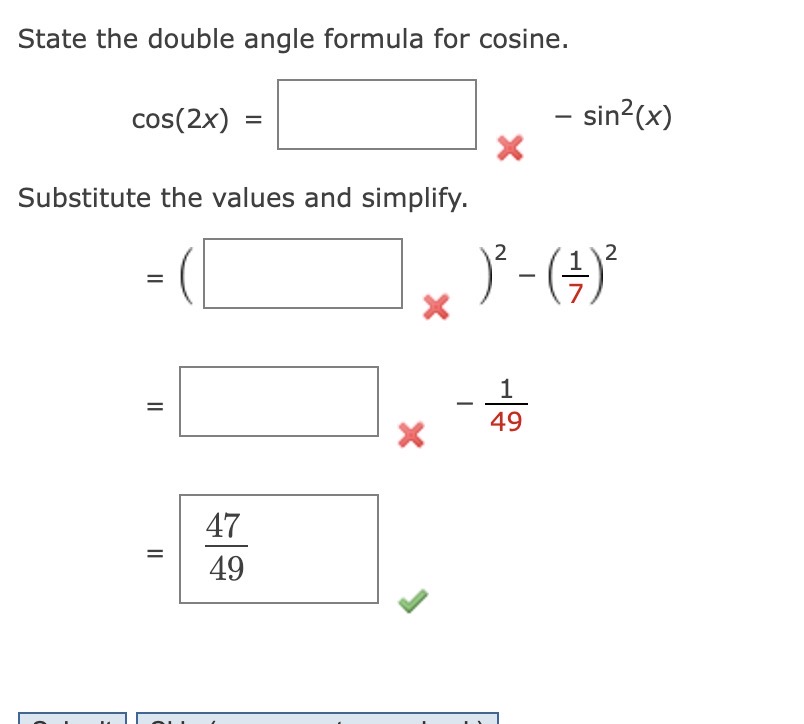 State the double angle formula for | Chegg.com