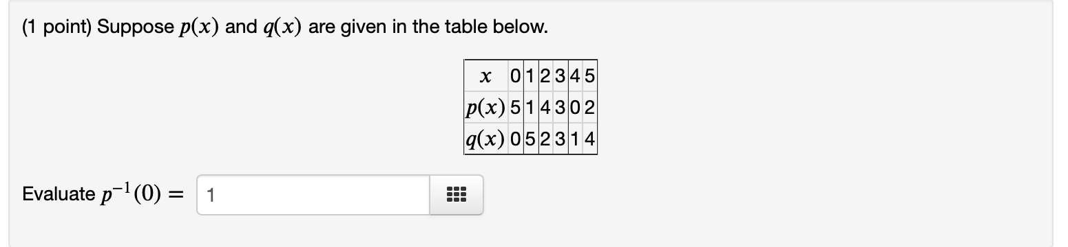 Solved (1 point) Suppose p(x) and q(x) are given in the | Chegg.com