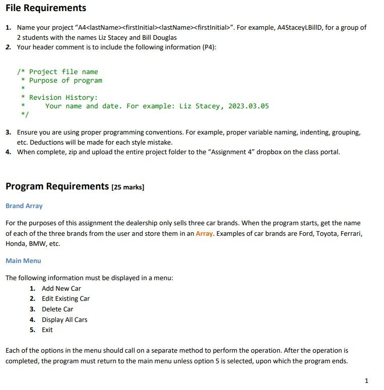 Solved File Requirements 1. Name your project "A4>