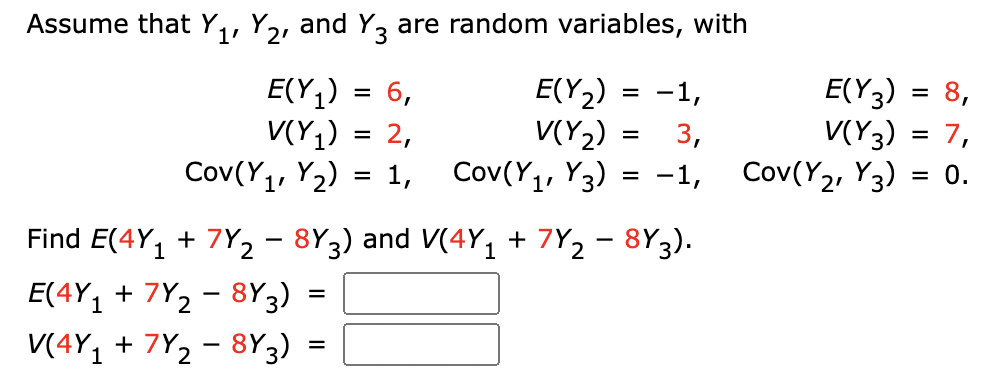 Solved Assume that Y1,Y2, and Y3 are random variables, with | Chegg.com