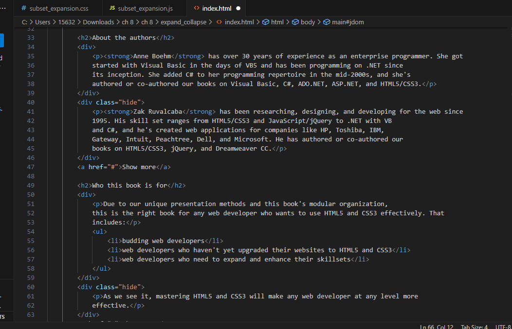 Solved Develop an Expand/Collapse applicationIn this | Chegg.com