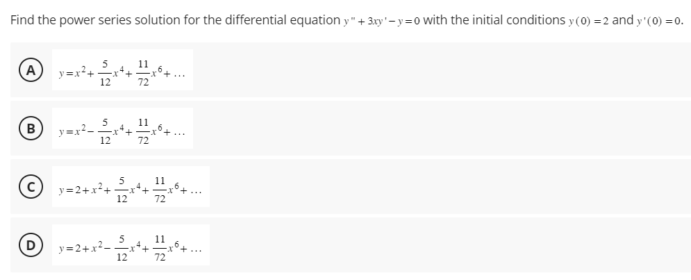 Solved Find the power series solution for the differential | Chegg.com
