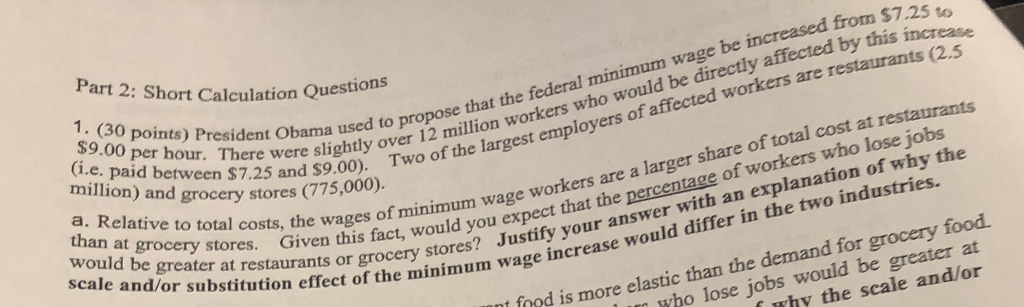 Solved Part 2: Short Calculation Question directly affected | Chegg.com