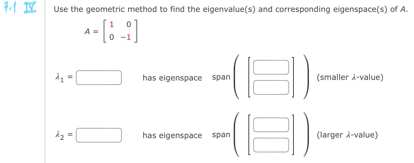 Solved Use the geometric method to find the eigenvalue(s) | Chegg.com