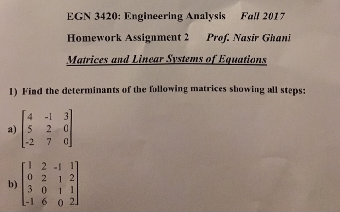 Solved EGN 3420: Engineering Analysis Fall 2017 Homework | Chegg.com