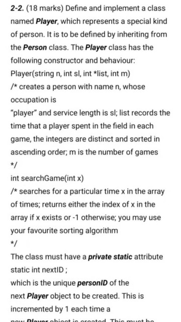 Solved 2-2. (18 marks) Define and implement a class named | Chegg.com