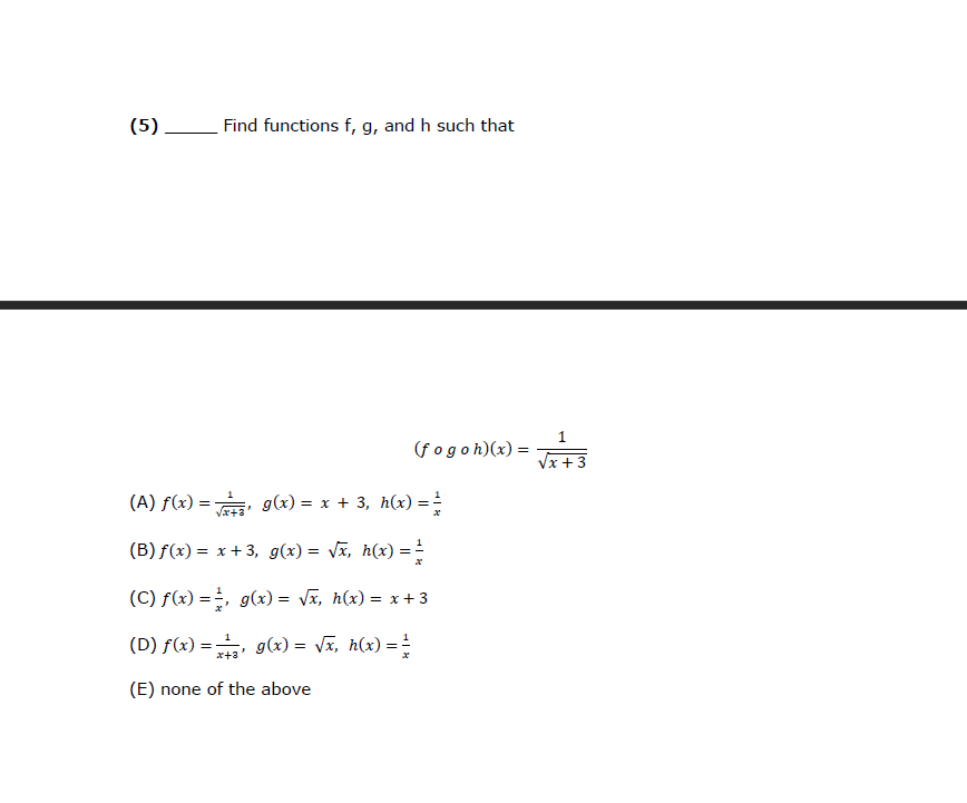 Solved 5 Find Functions F G And H Such That