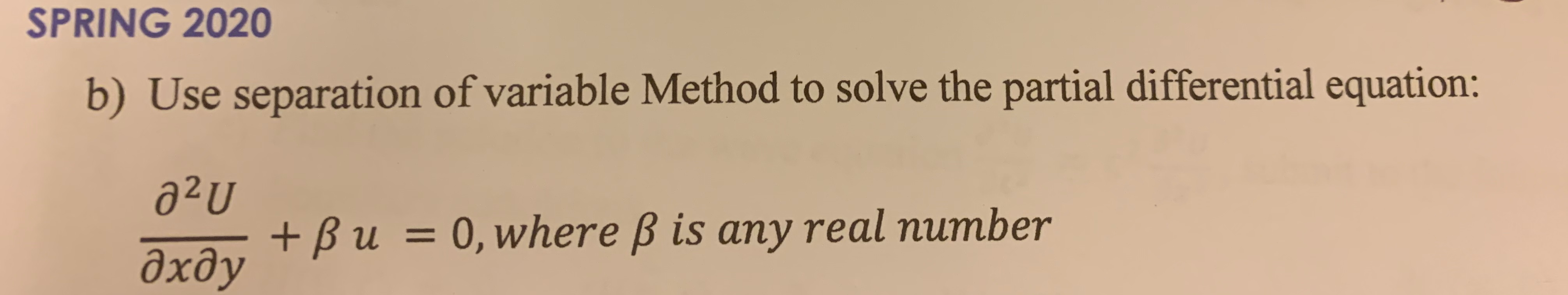 Solved Use Separation Of Variable Method To Solve The