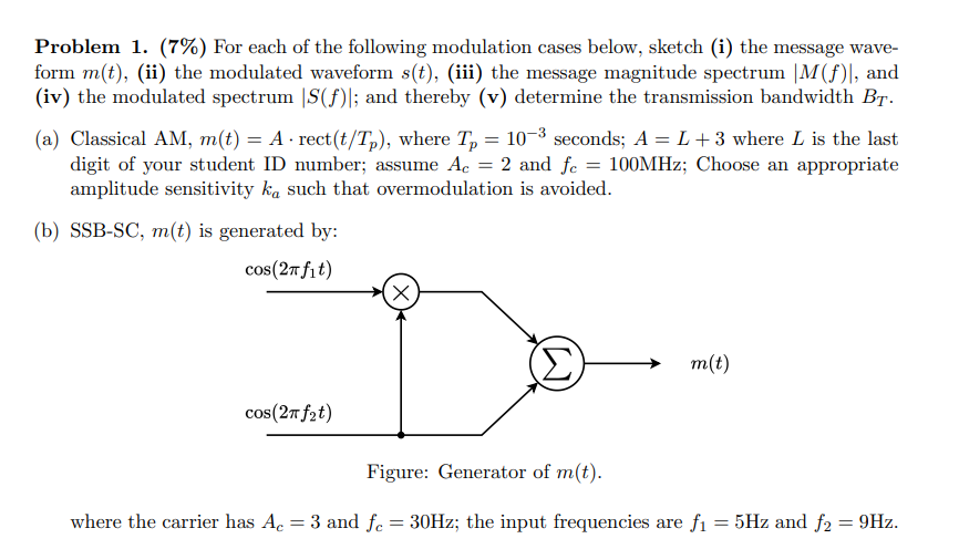 Solved = Problem 1. (7%) For each of the following | Chegg.com