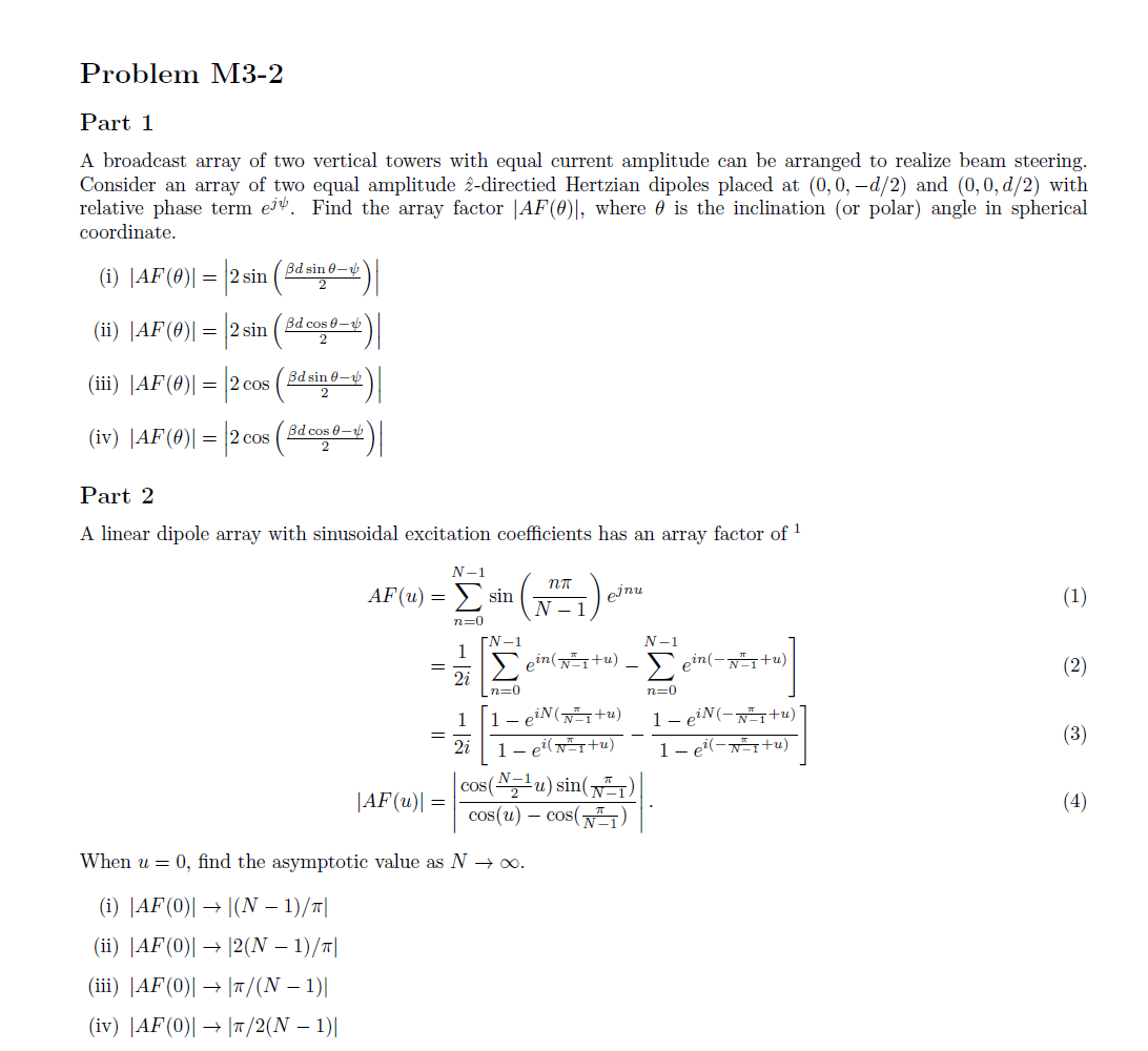 Solved A broadcast array of two vertical towers with equal | Chegg.com