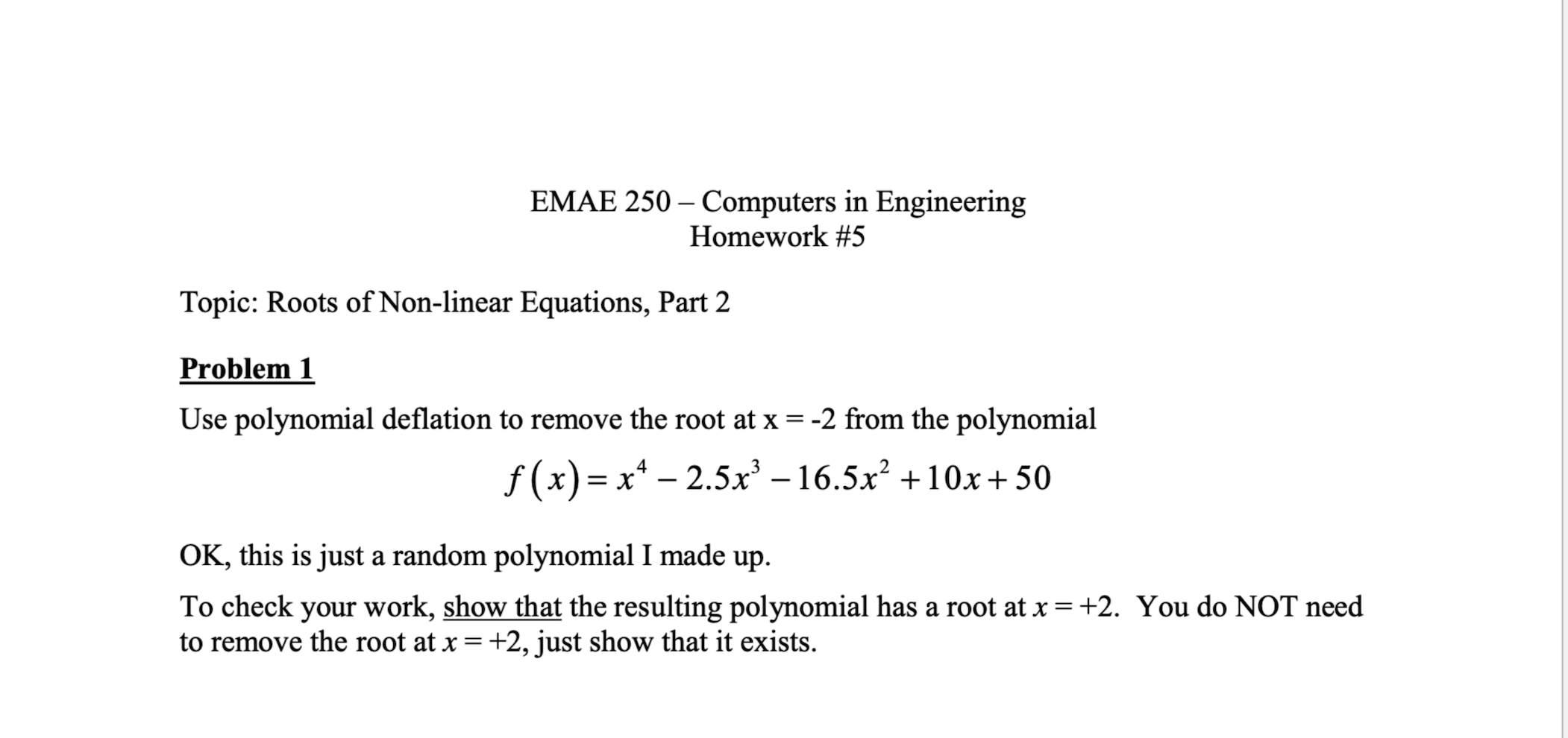 Solved EMAE 250 – Computers in Engineering Homework #5 | Chegg.com