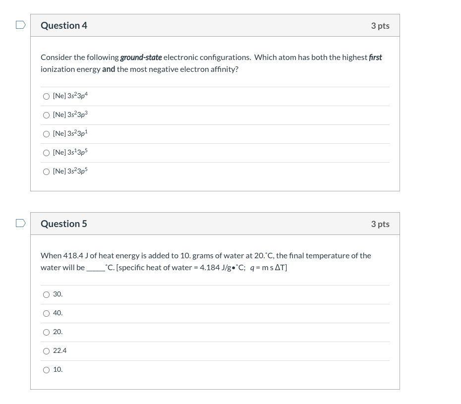Solved Question 4 3 pts Consider the following ground-state | Chegg.com