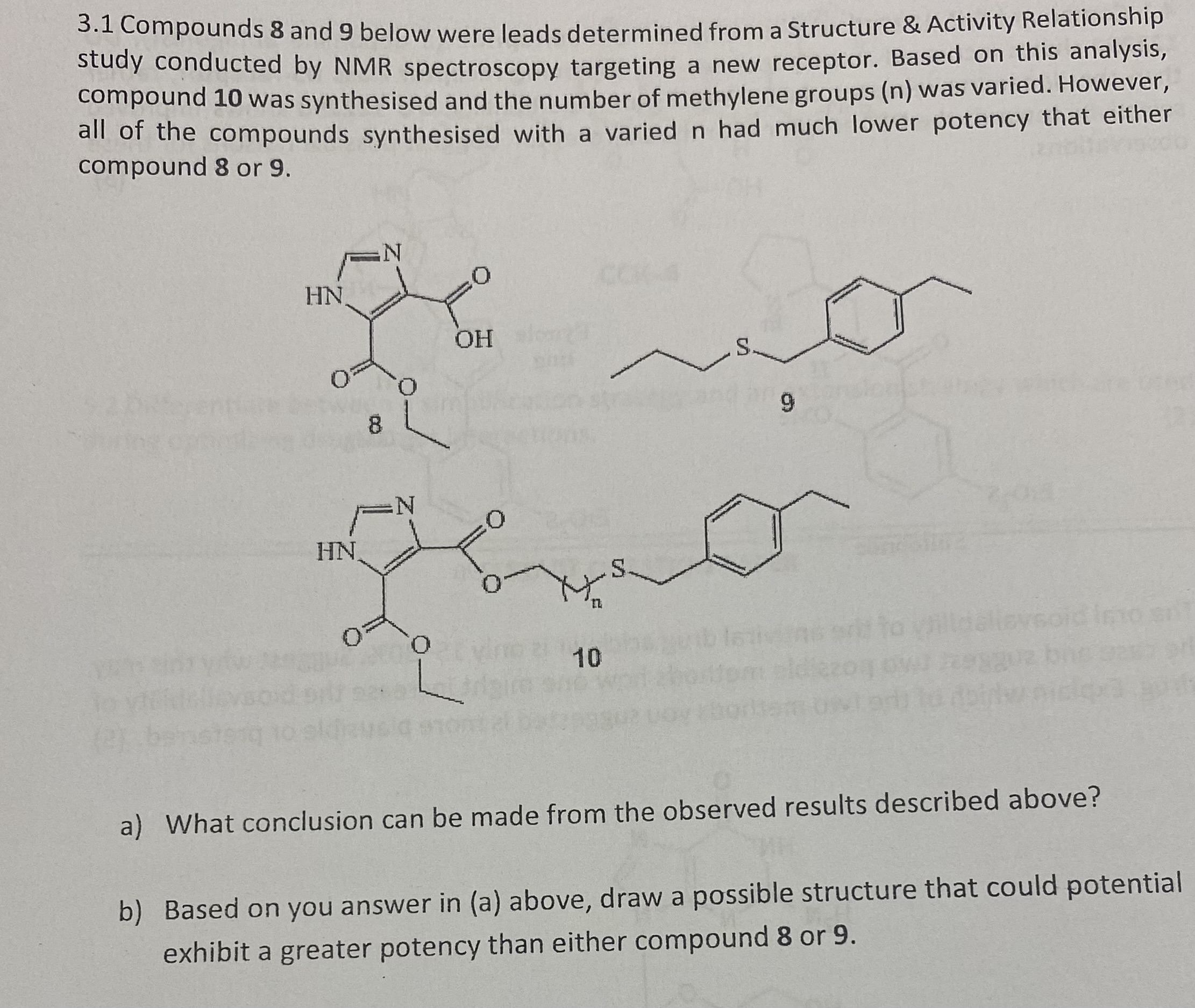 Solved 3.1 Compounds 8 and 9 below were leads determined | Chegg.com