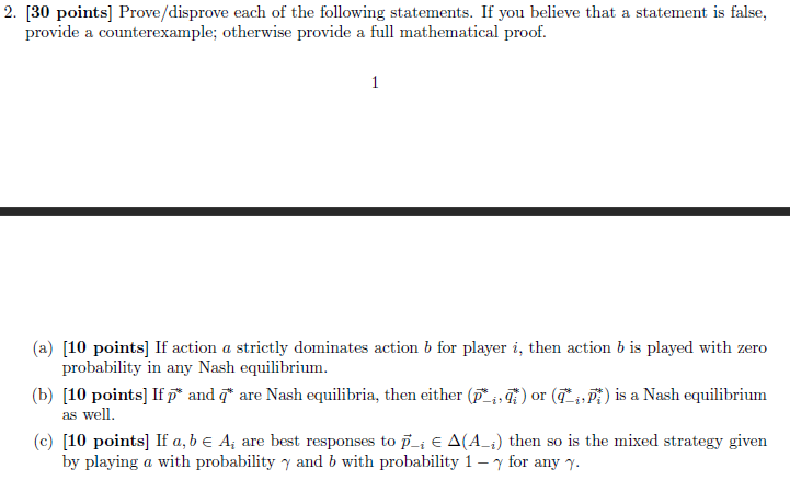 2. [30 points] Prove/disprove each of the following | Chegg.com