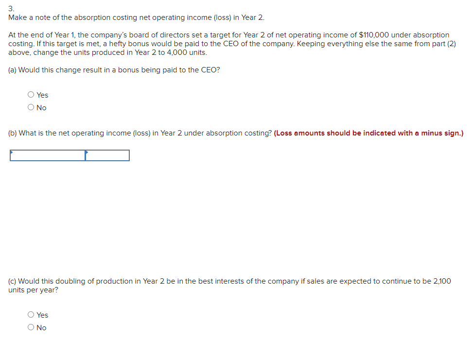 Solved 3. Make a note of the absorption costing net | Chegg.com