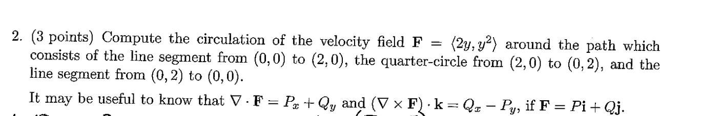 Solved (3 ﻿points) ﻿Compute the circulation of the velocity | Chegg.com