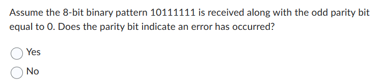 Solved Assume The 8 Bit Binary Pattern 10111111 Is Received 