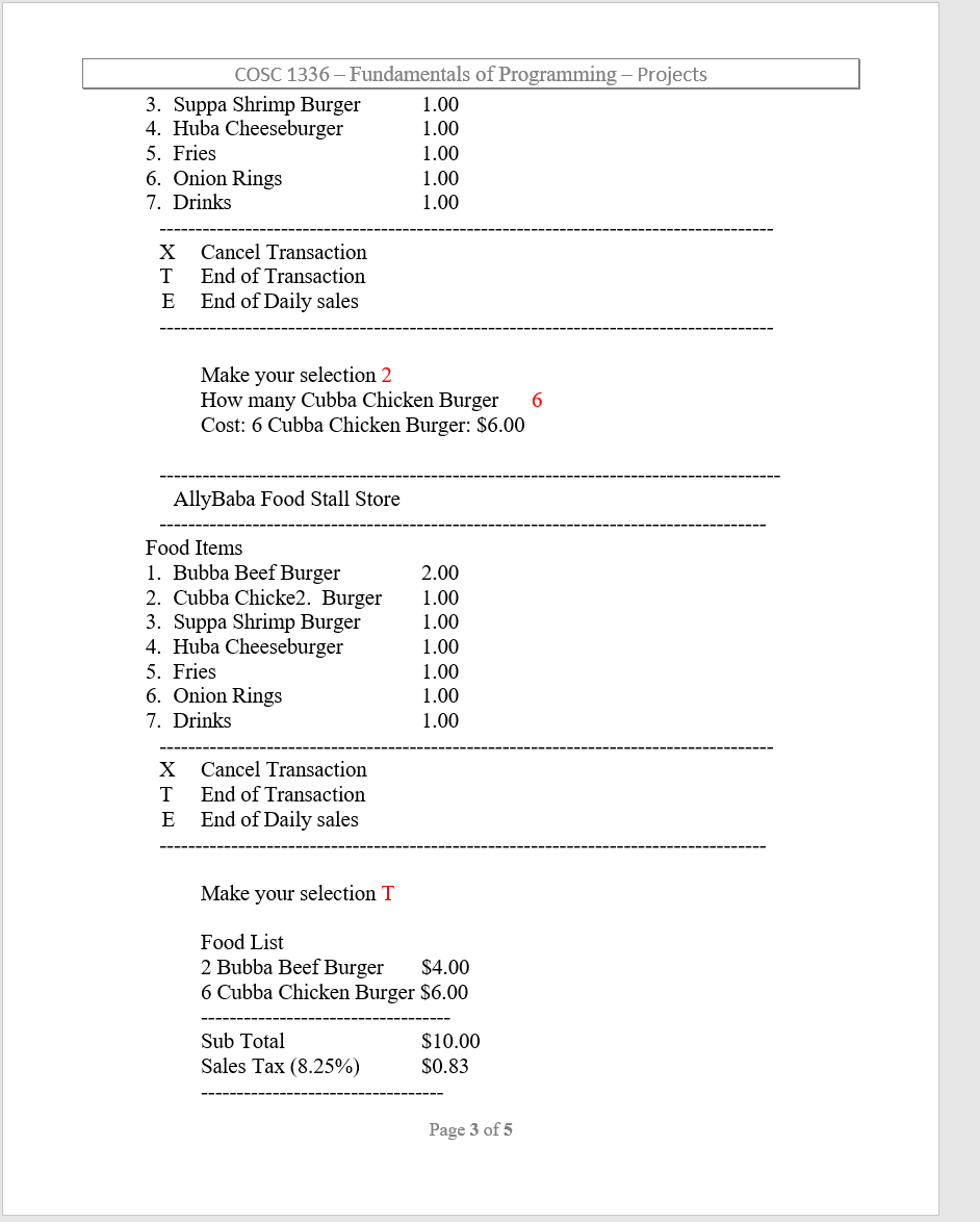 Solved COSC 1336 - Fundamentals of Programming - Projects | Chegg.com